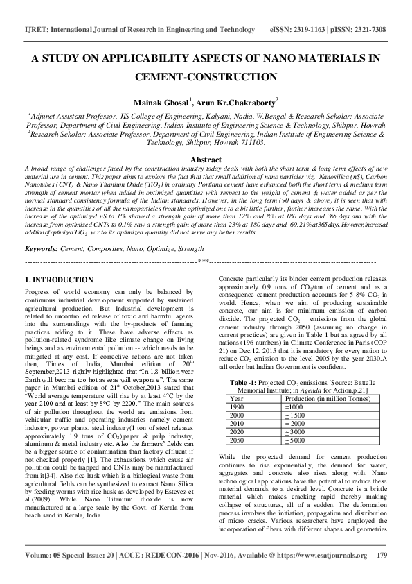 (PDF) Nano Materials Enhancing Cement Strength