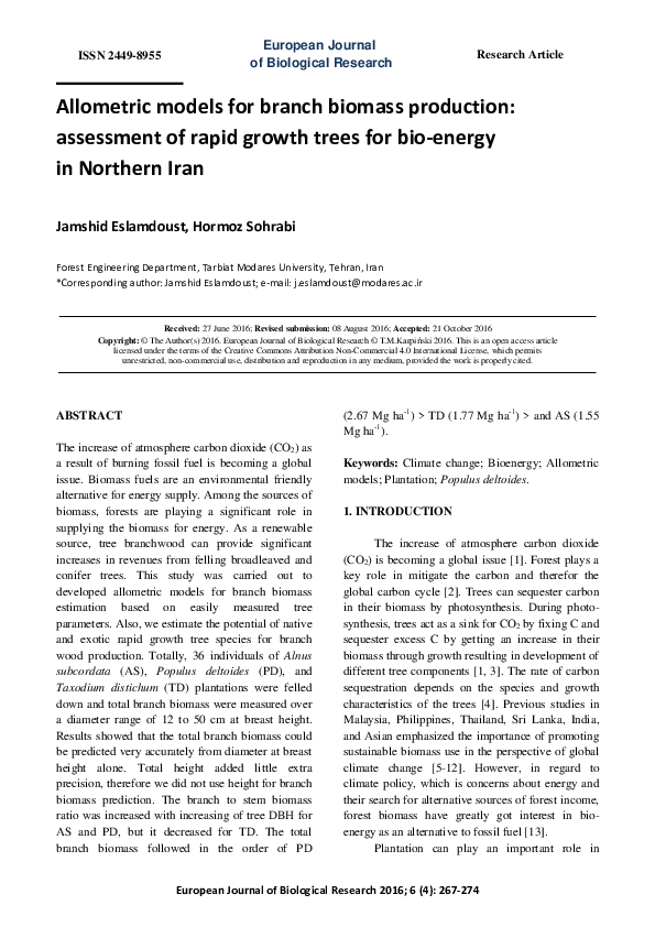 (PDF) Allometric models for branch biomass production: assessment of rapid growth trees for bio ...