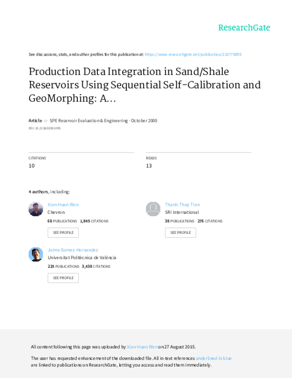 (PDF) Production Data Integration in Sand/Shale Reservoirs Using Sequential Self-Calibration and ...