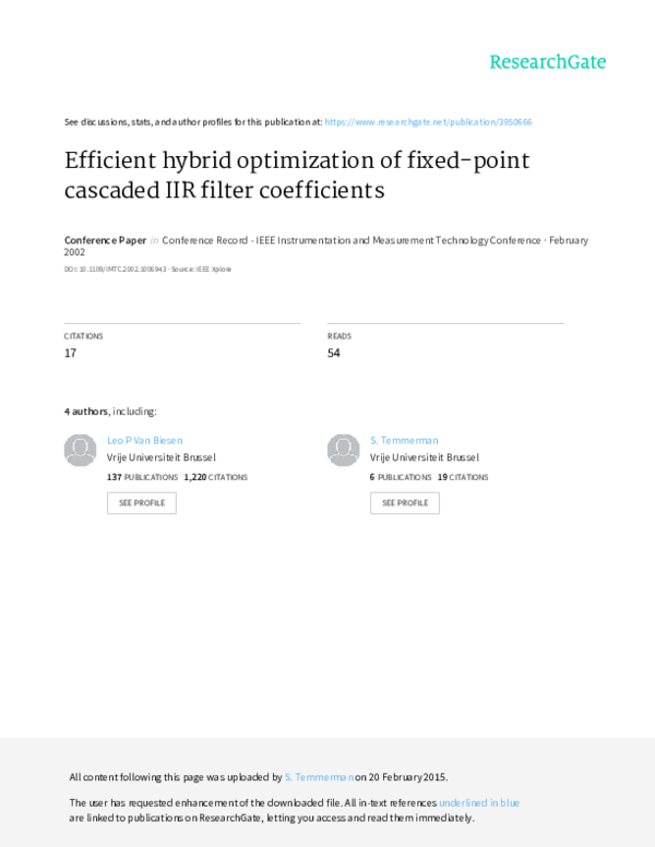 (PDF) Efficient hybrid optimization of fixed-point cascaded IIR filter ...