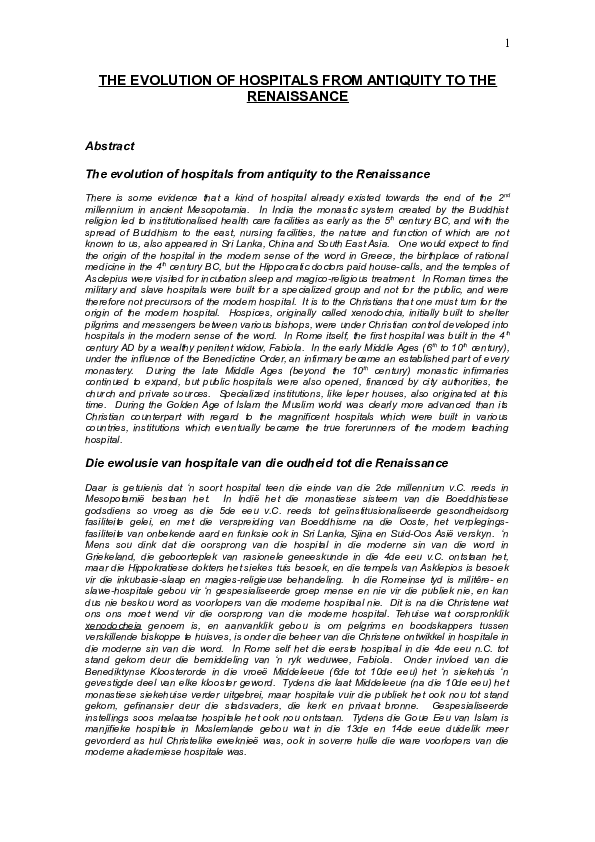 (DOC) The evolution of the hospital from antiquity to the end of the ...