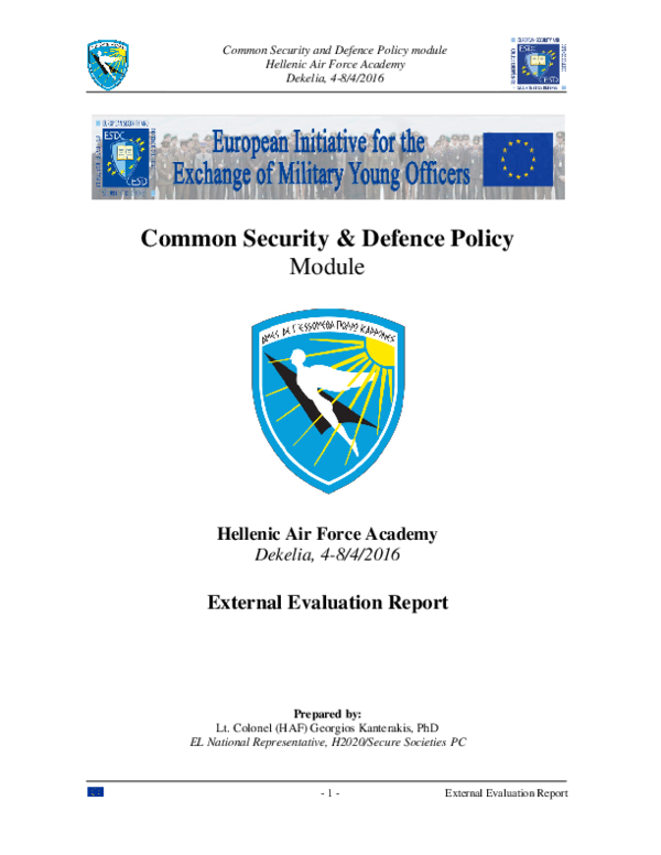 (PDF) CSDP and Space: Lessons Learned from EU Missions & Operations.