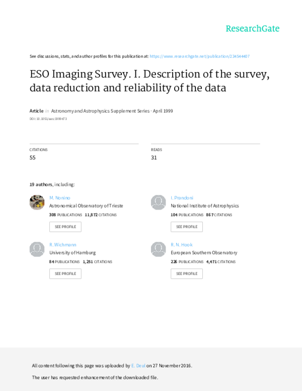 (PDF) ESO Imaging Survey | Sandra Savaglio - Academia.edu