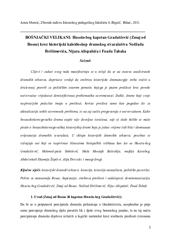 (DOC) Husein-beg Gradascevic (Dragon of Bosnia) through historical ...