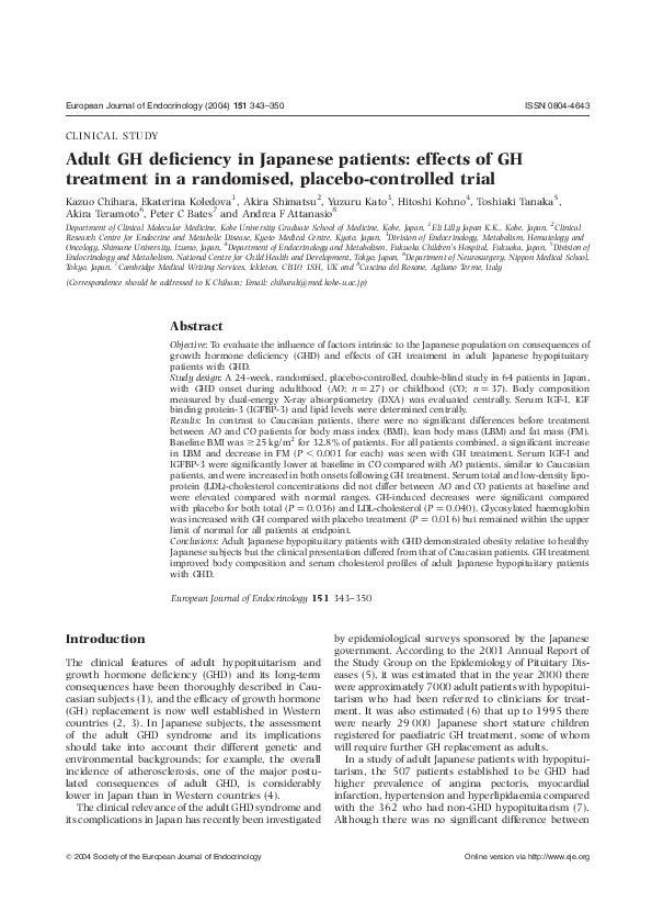 (PDF) Adult GH deficiency in Japanese patients: effects of GH treatment ...