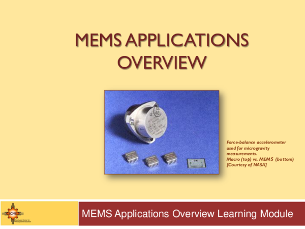 (PDF) MEMS APPLICATIONS OVERVIEW MEMS Applications Overview Learning Module