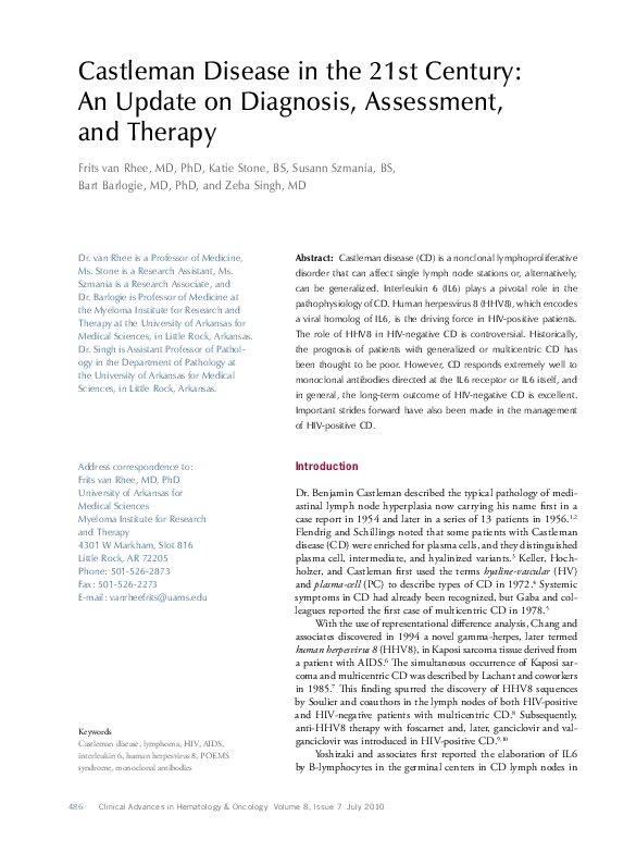 (PDF) Castleman disease in the 21st century: an update on diagnosis ...