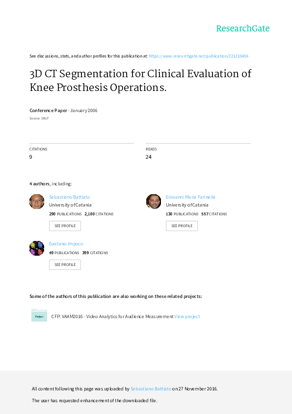 (PDF) 3D CT Segmentation for Clinical Evaluation of Knee Prosthesis ...