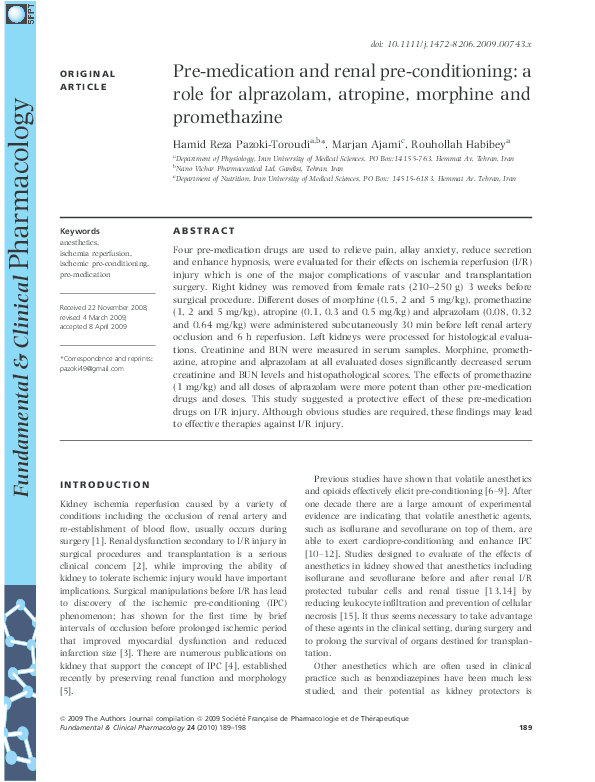 (PDF) Pre-medication and renal pre-conditioning: a role for alprazolam ...