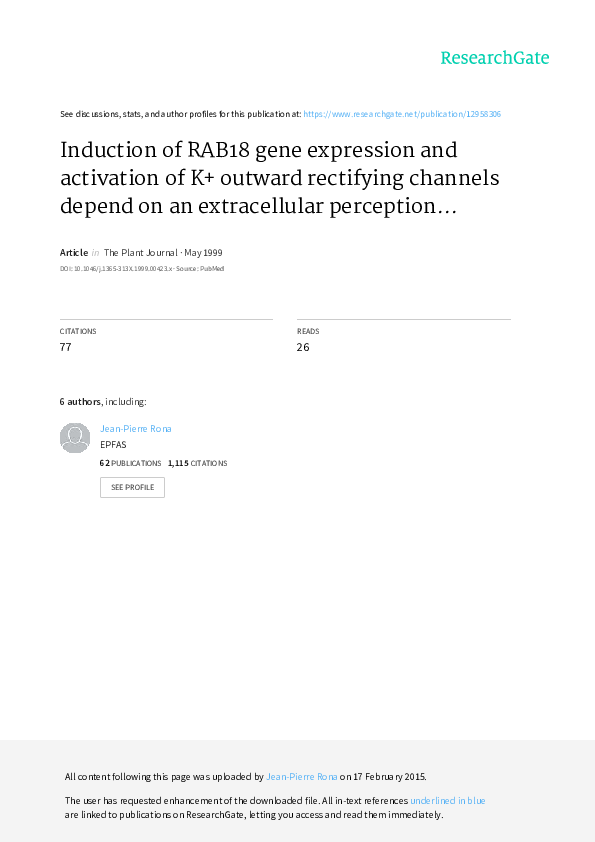 (PDF) Induction of RAB18 gene expression and activation of K+ outward ...
