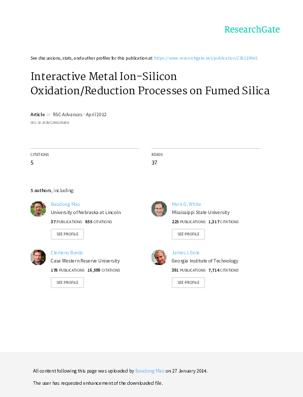 (PDF) Interactive metal ion-silicon oxidation/reduction processes on ...