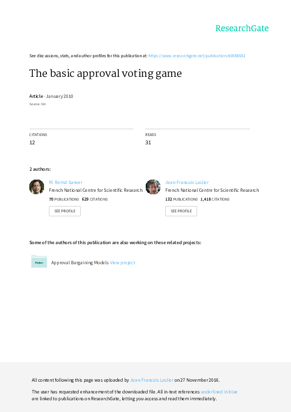 (PDF) The Basic Approval Voting Game