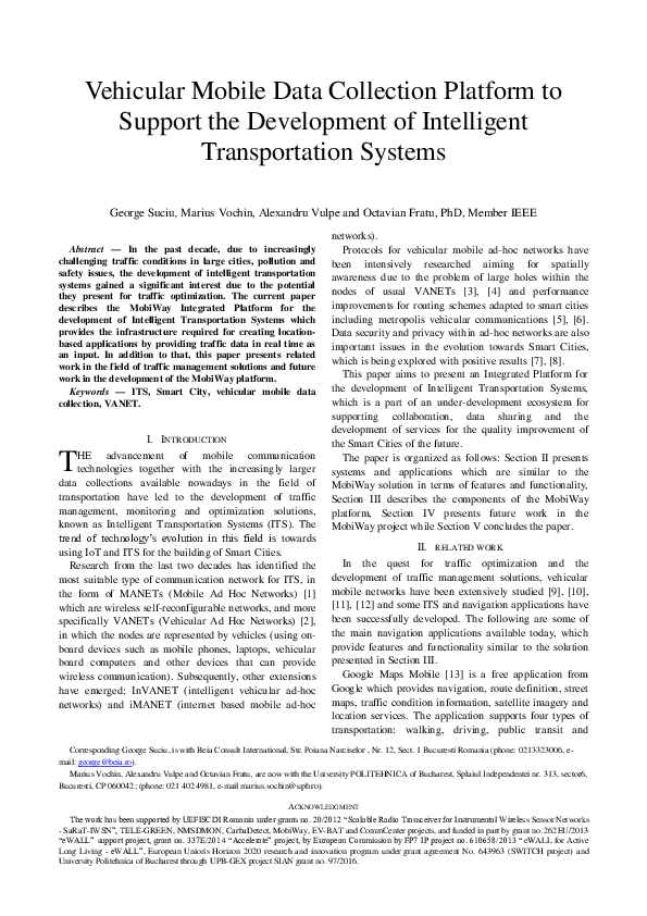 (PDF) Vehicular Mobile Data Collection Platform to Support the ...