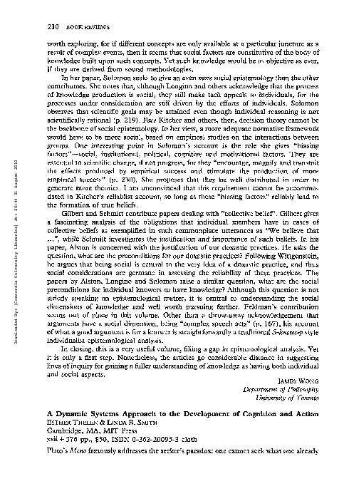 (PDF) Review of A Dynamic Systems Approach to the Development of ...