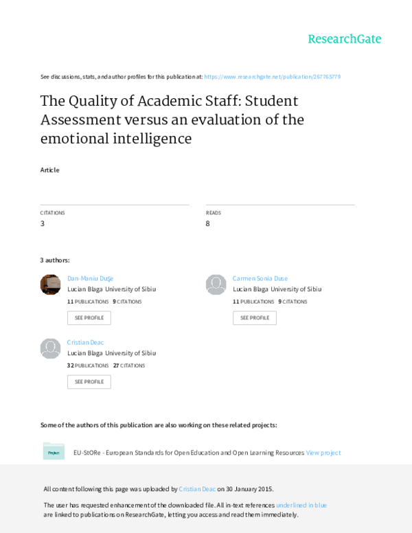 (PDF) The Quality of Academic Staff: Student Assessment versus an ...