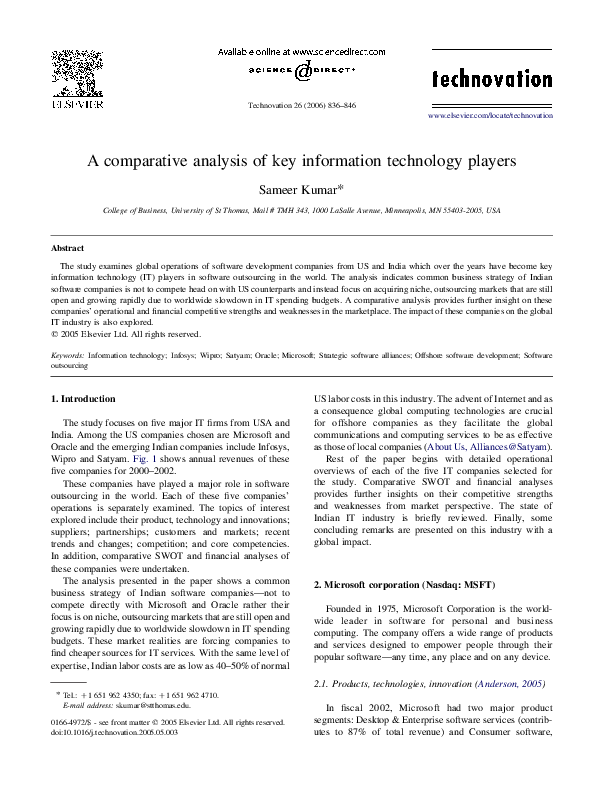 (PDF) A comparative analysis of key information technology players