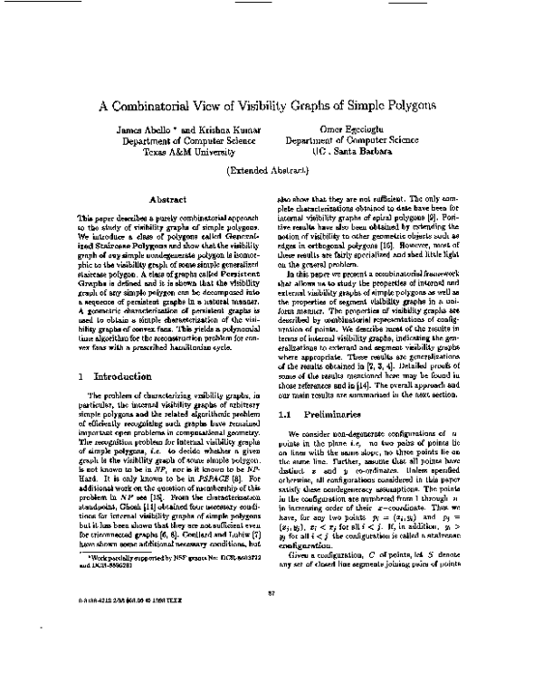 Pdf A Combinatorial View Of Visibility Graphs Of Simple Polygons