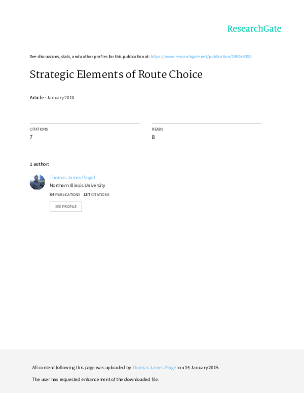 (PDF) Strategic elements of route choice