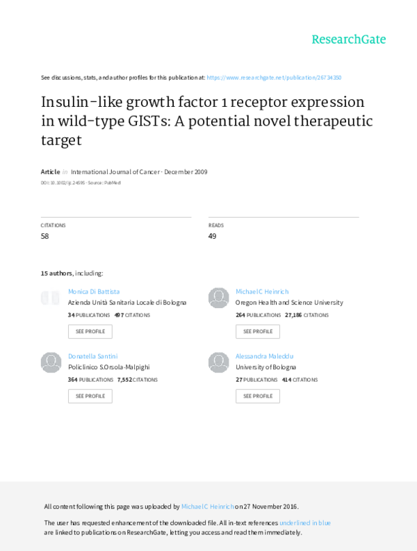 (PDF) Insulin-like growth factor 1 receptor expression in wild-type ...