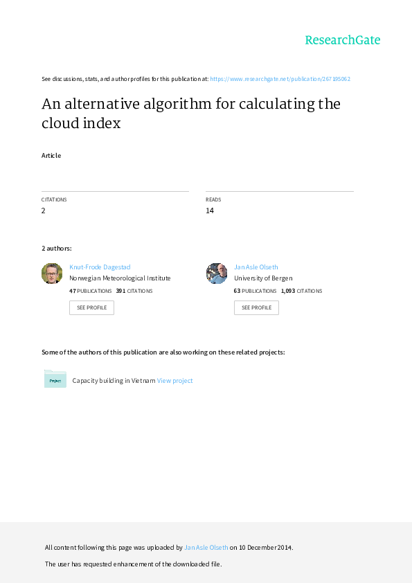 (PDF) Enhanced Cloud Index Calculation Algorithm