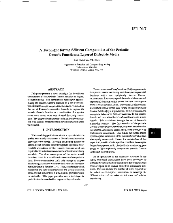 (PDF) A technique for the efficient computation of the periodic Green's function in layered ...