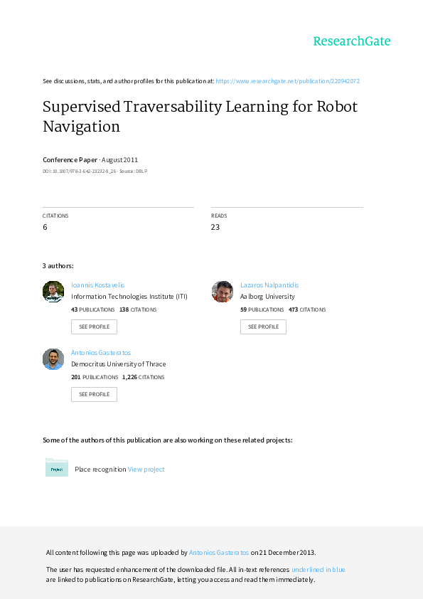 (PDF) Supervised Traversability Learning for Robot Navigation