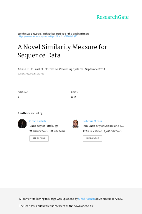 (PDF) A Novel Similarity Measure for Sequence Data