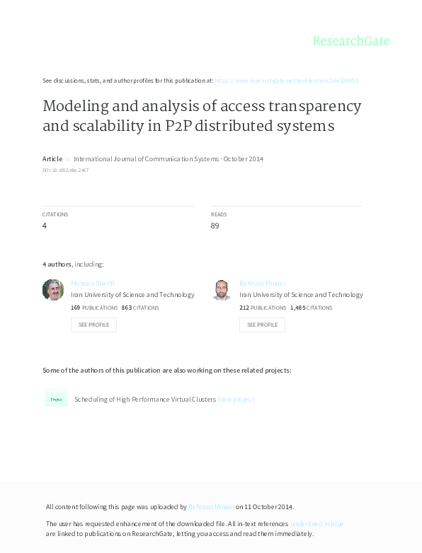 (PDF) Modeling and analysis of access transparency and scalability in ...