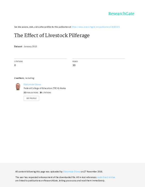 (PDF) The Effect of Livestock Pilferage