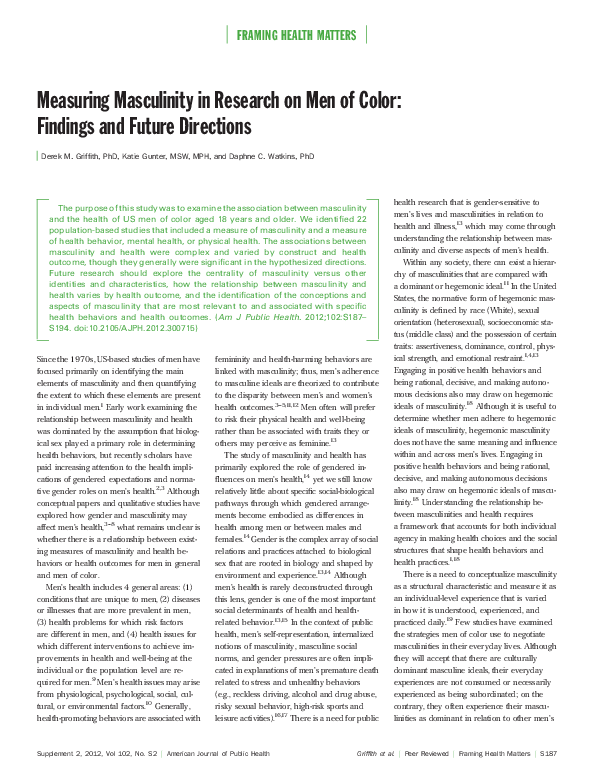 (PDF) Measuring masculinity in research on men of color: findings and ...