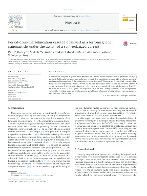 (PDF) Period-doubling bifurcation cascade observed in a ferromagnetic ...