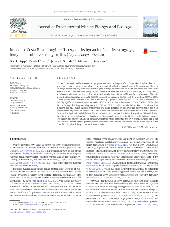 (PDF) Impact of Costa Rican longline fishery on its bycatch of sharks ...
