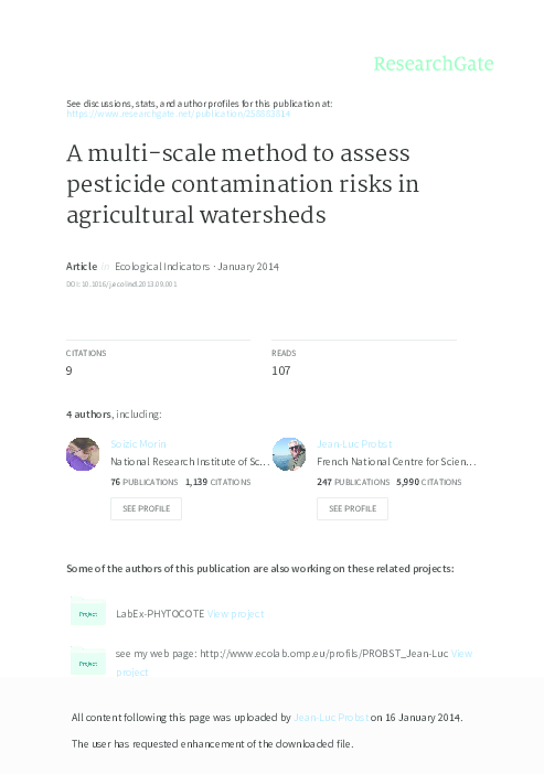 (PDF) A multi-scale method to assess pesticide contamination risks in ...