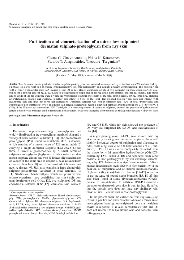 (PDF) Purification and characterisation of a minor low-sulphated ...