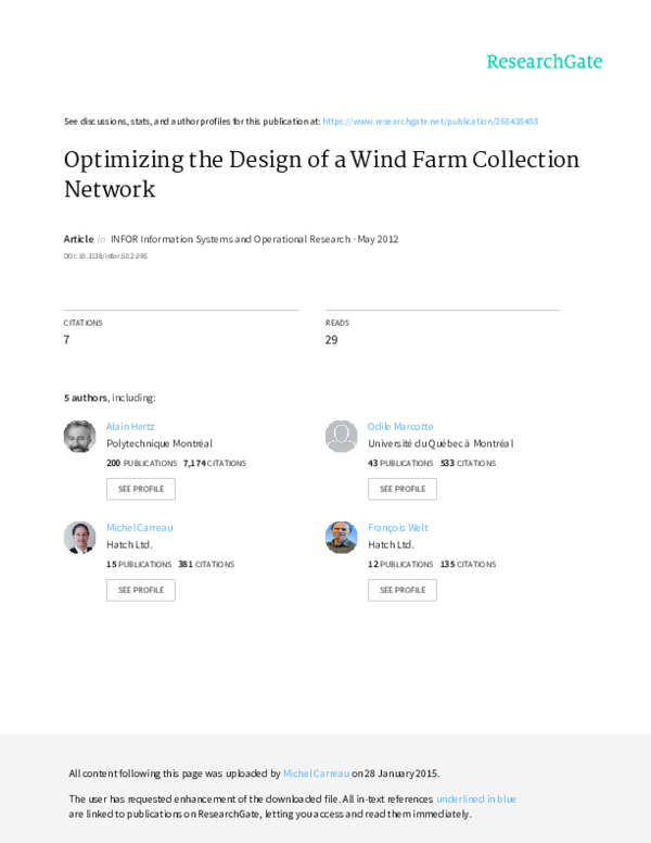(PDF) Optimizing the Design of a Wind Farm Collection Network
