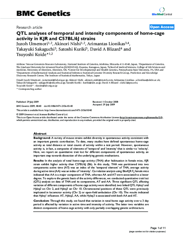 (PDF) QTL analyses of temporal and intensity components of home-cage ...