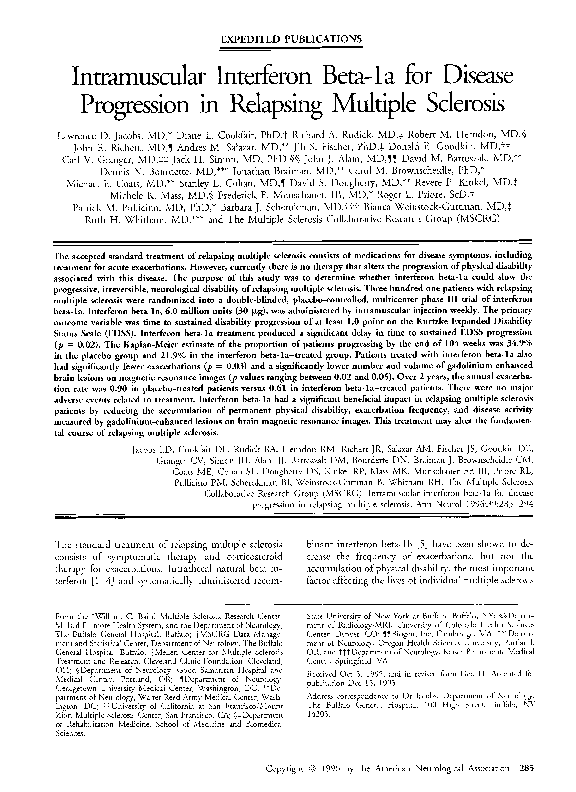 (PDF) Intramuscular interferon beta-1a for disease progression in ...