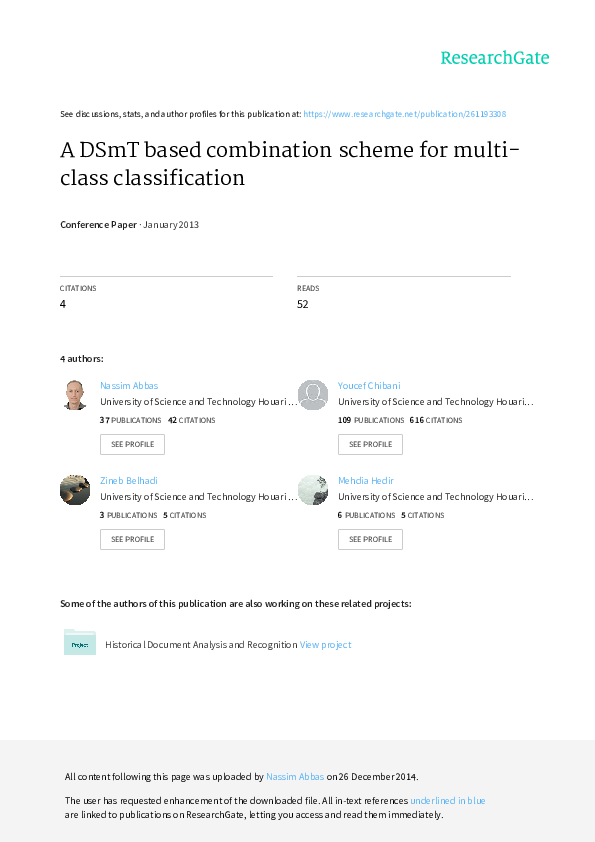(PDF) A DSmT based combination scheme for multi-class classification