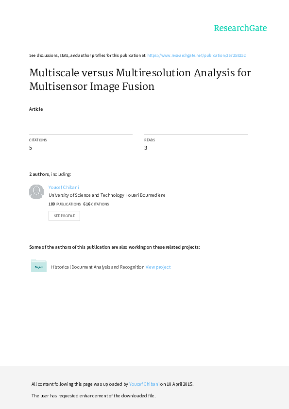 (PDF) Multiscale versus Multiresolution Analysis for Multisensor Image Fusion