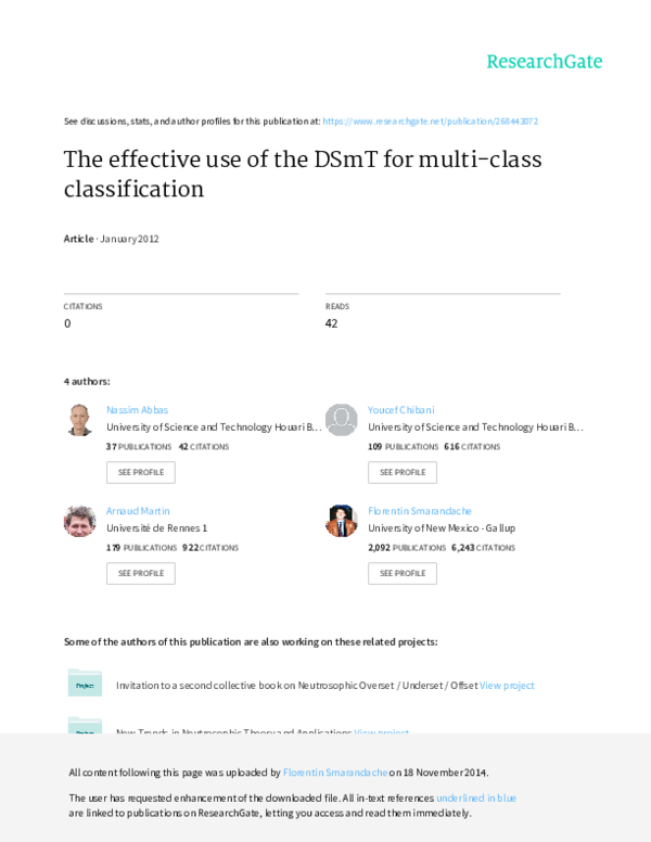 (PDF) The Effective Use of the DSmT for Multi-Class Classification ...
