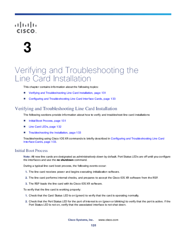 (PDF) Verifying and Troubleshooting Line Card Installation