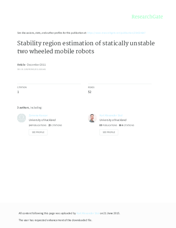 (PDF) Stability region estimation of statically unstable two wheeled ...