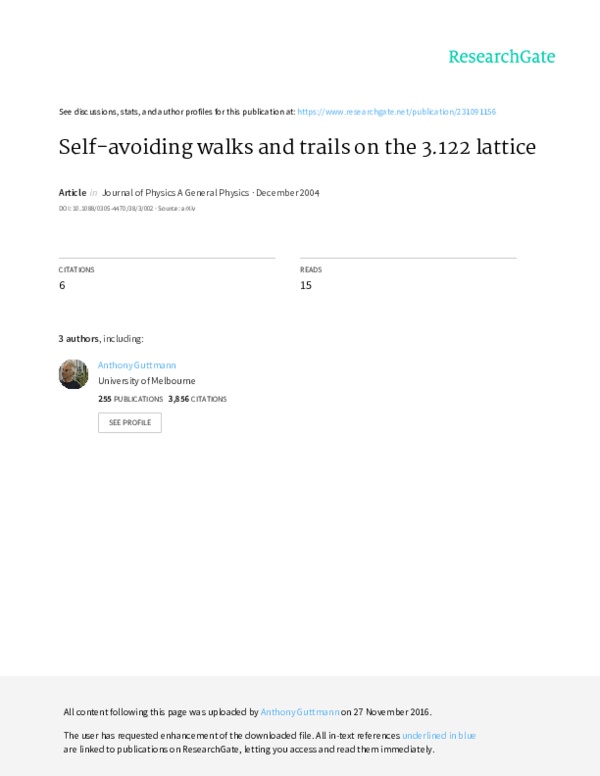 (PDF) Self-avoiding walks and trails on the 3.12 2 lattice
