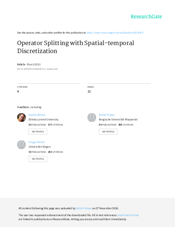 (PDF) Operator Splitting with Spatial-temporal Discretization