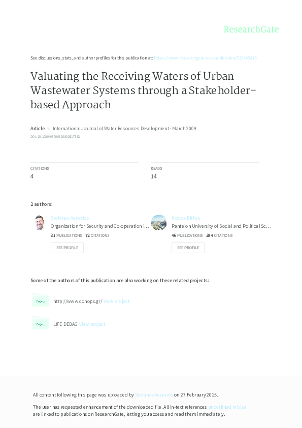 (PDF) Valuating the Receiving Waters of Urban Wastewater Systems ...