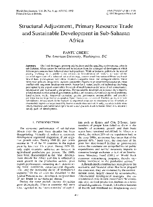 (PDF) Structural adjustment, primary resource trade and sustainable ...