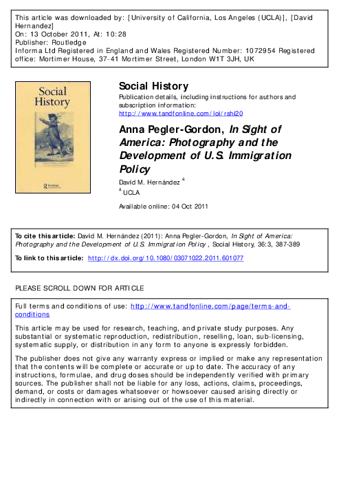 (PDF) BOOK REVIEW: Anna Pegler-Gordon, In Sight of America: Photography ...