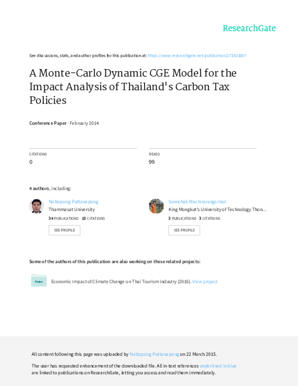 (PDF) A Monte-Carlo Dynamic CGE Model for the Impact Analysis of ...