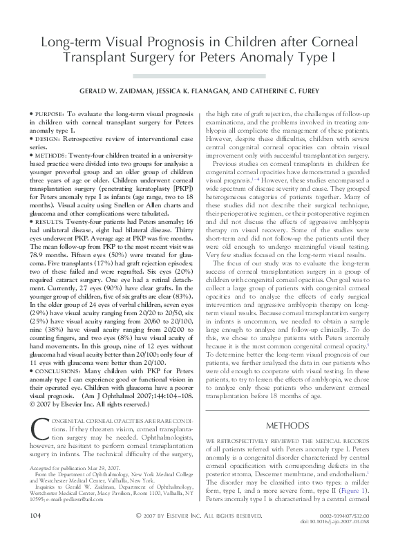 (PDF) Long-term Visual Prognosis in Children after Corneal Transplant ...