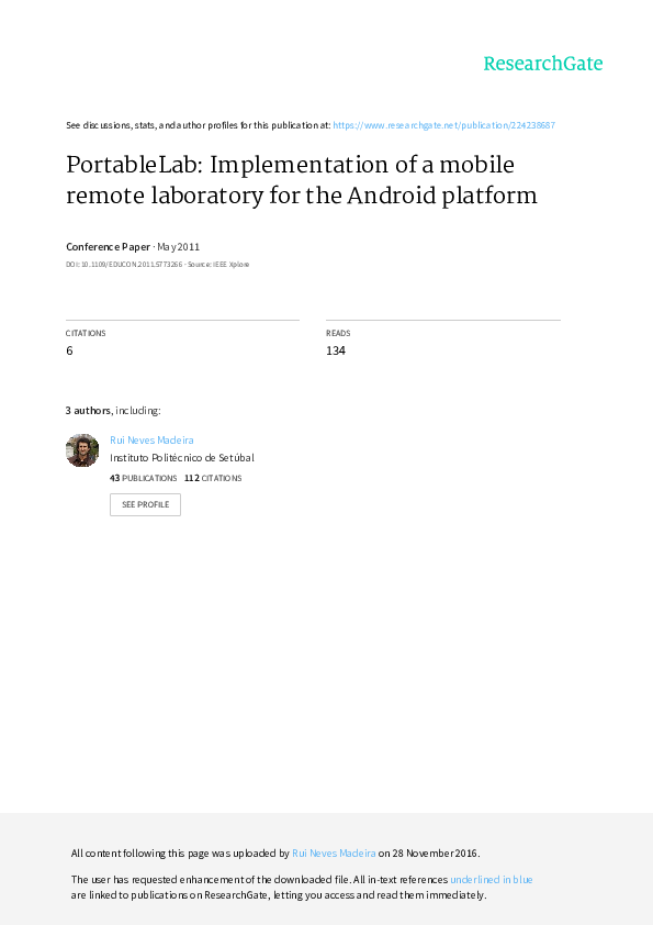 Pdf Portablelab Implementation Of A Mobile Remote Laboratory For The Android Platform